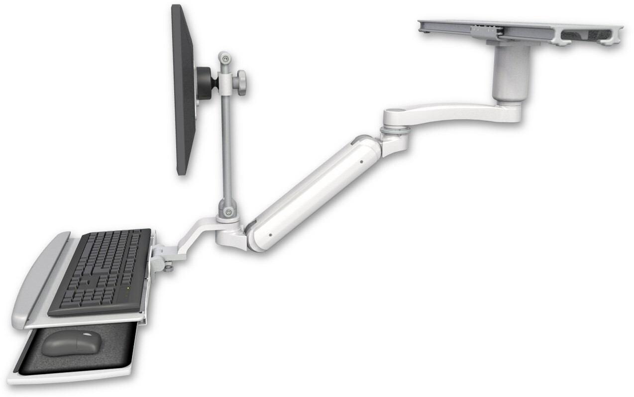 ICW Inverted Ultra 182 Arm with EV710 monitor mount mount on a ProSlide ...