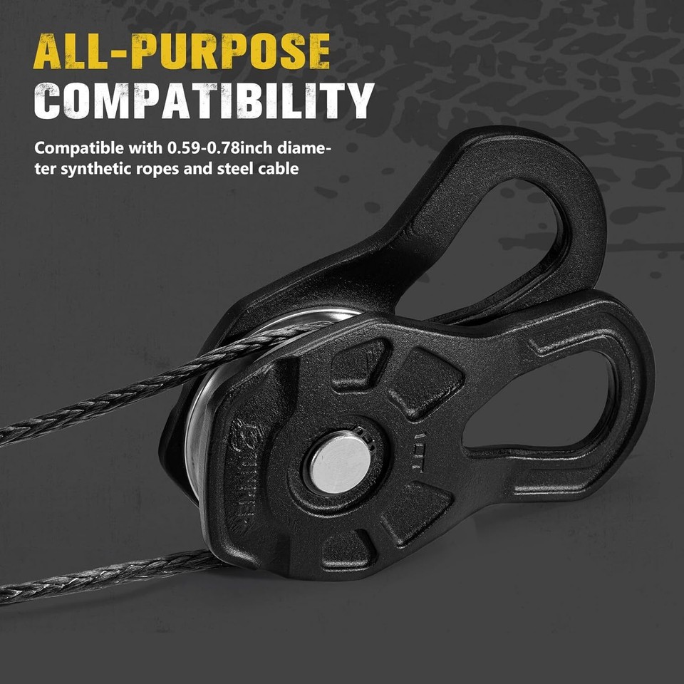 10 Ton Snatch Block, Recovery Winch Pulley Block for 0.59"~0.79 ...