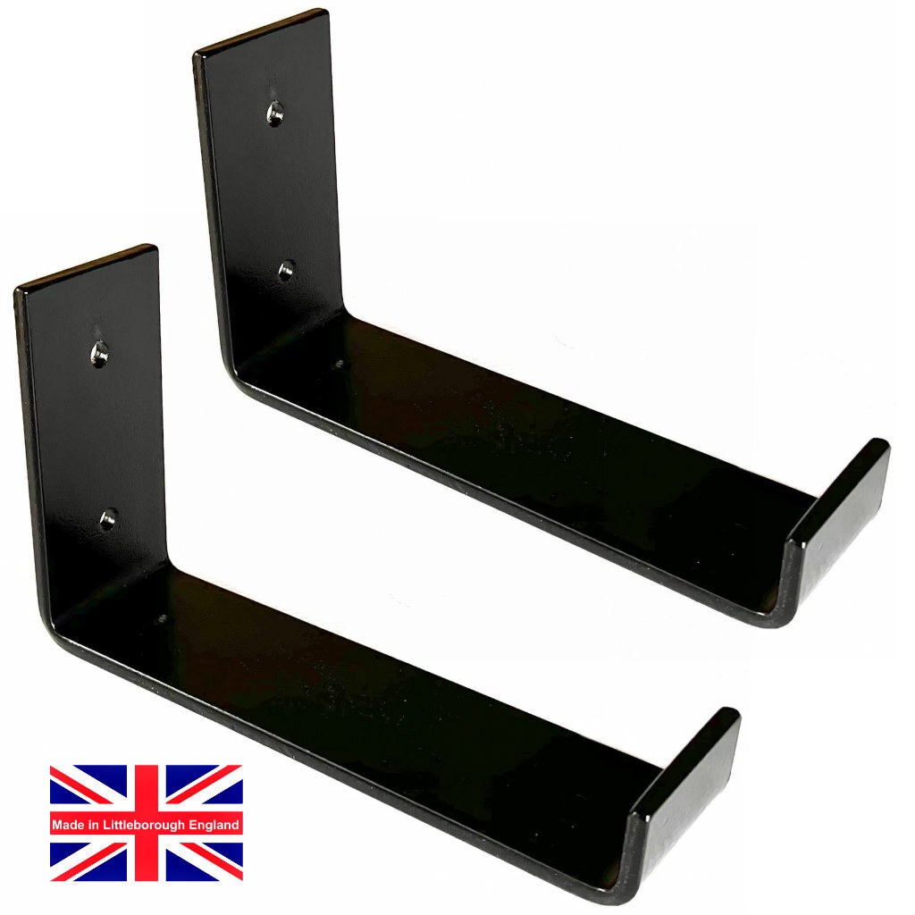 2 x Heavy Duty Steel Ladder Brackets Shelf Bracket 50 x 5mm Steel Bar ...