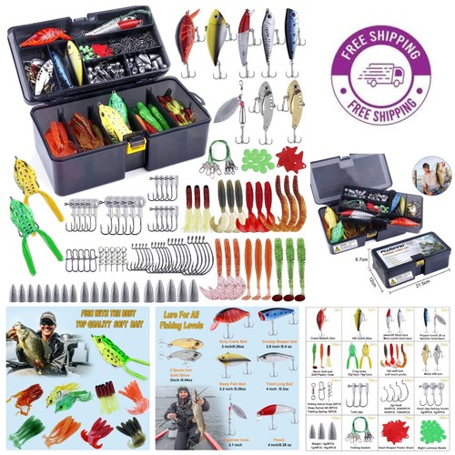 292-Piece Fishing Tackle Box Kit: Lures, Hooks & Accessories - Compact ...