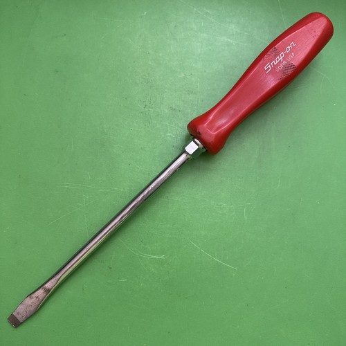 Snap-On USA 8" Shank Red Hard Handle 3/8" Slotted Flat Tip Screwdriver ...