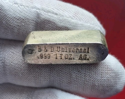 Vintage D&D Universal - 1 Troy Oz .999 Fine Silver Old Hand Poured Bar ...