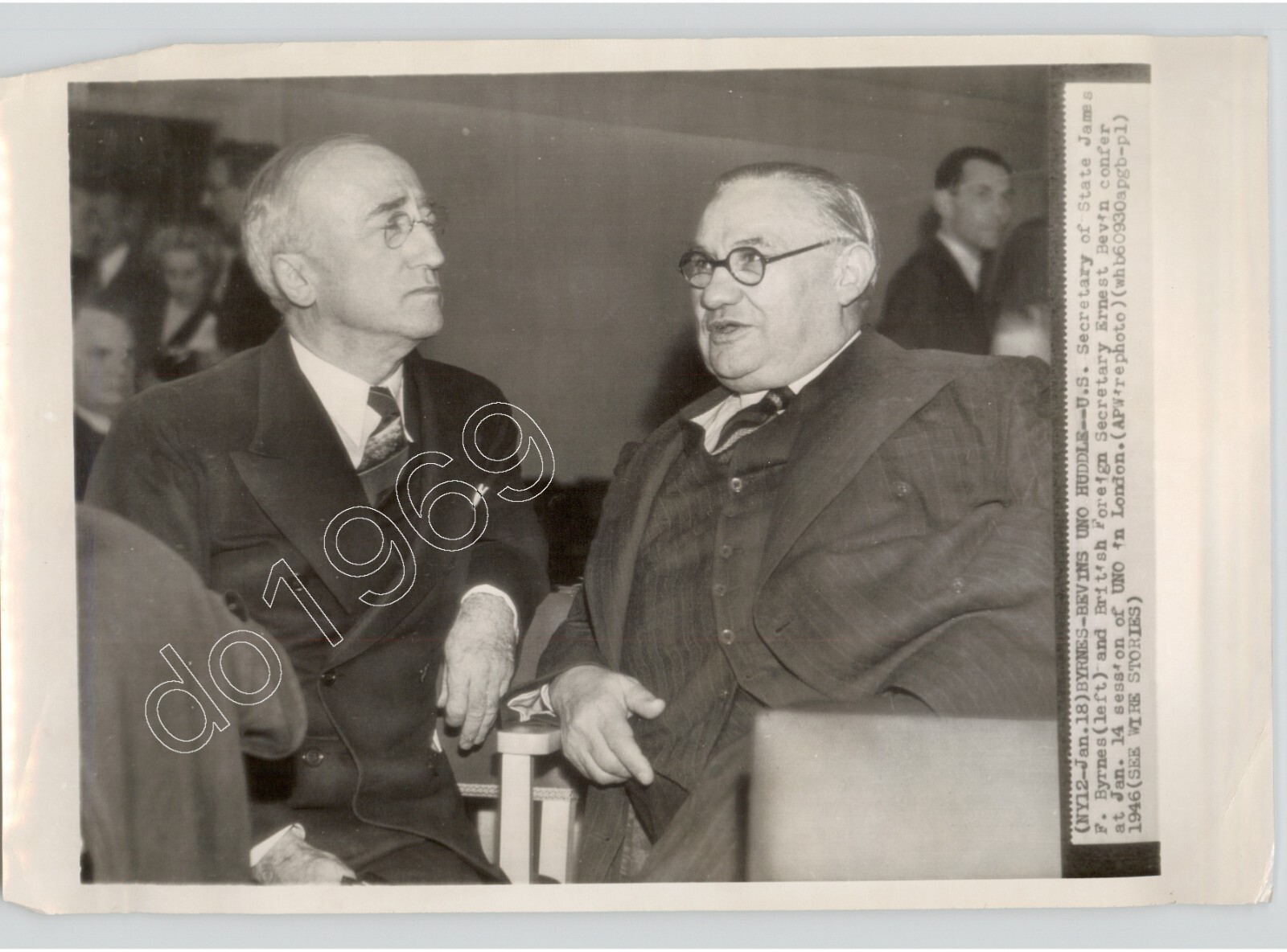US State Secretary JAMES BYRNES British Minister BEVIN London 1946 ...