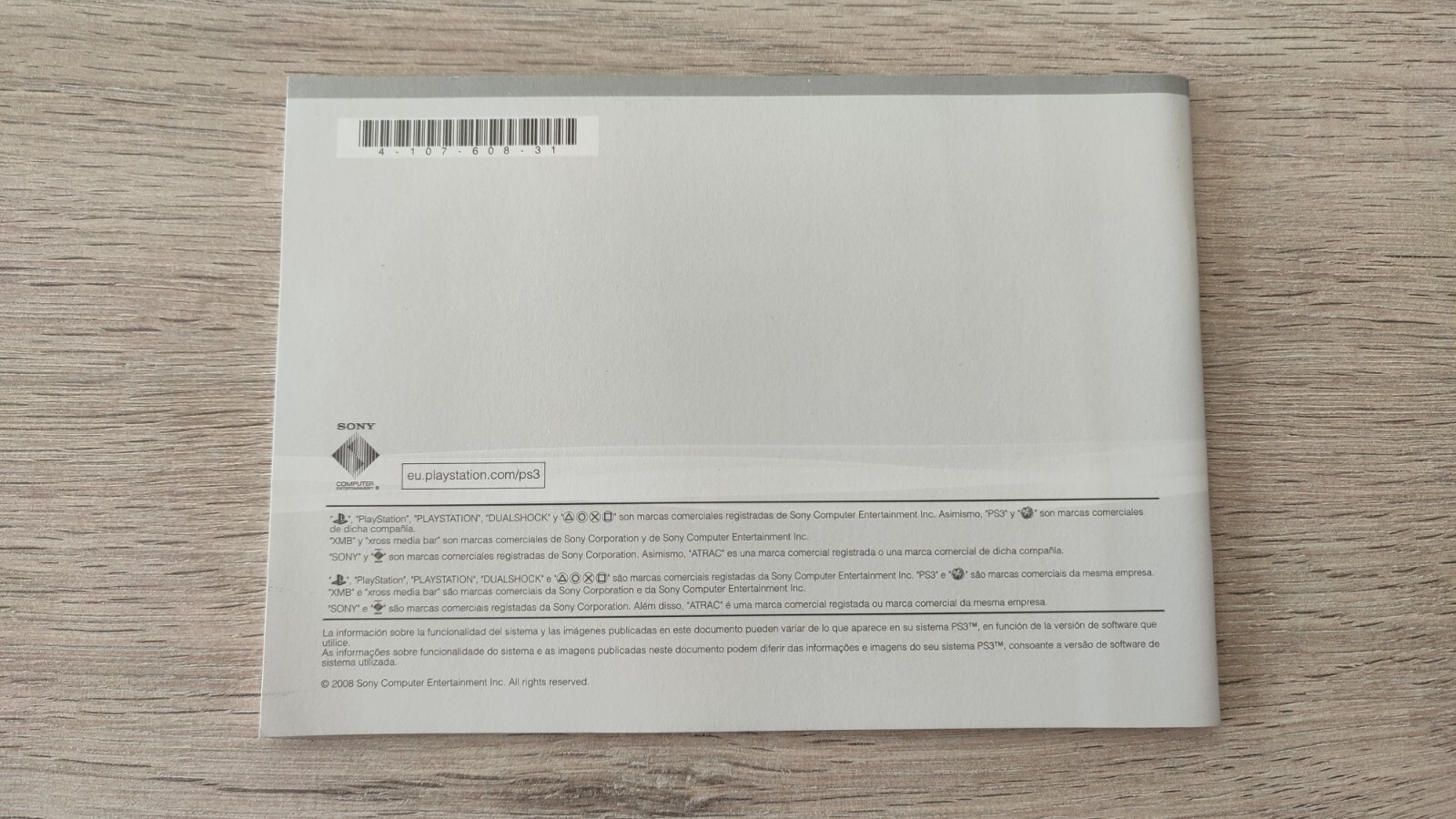 Manuel référence rapide ES / PT console Sony Playstation 3 PS3 CECHK04 ...