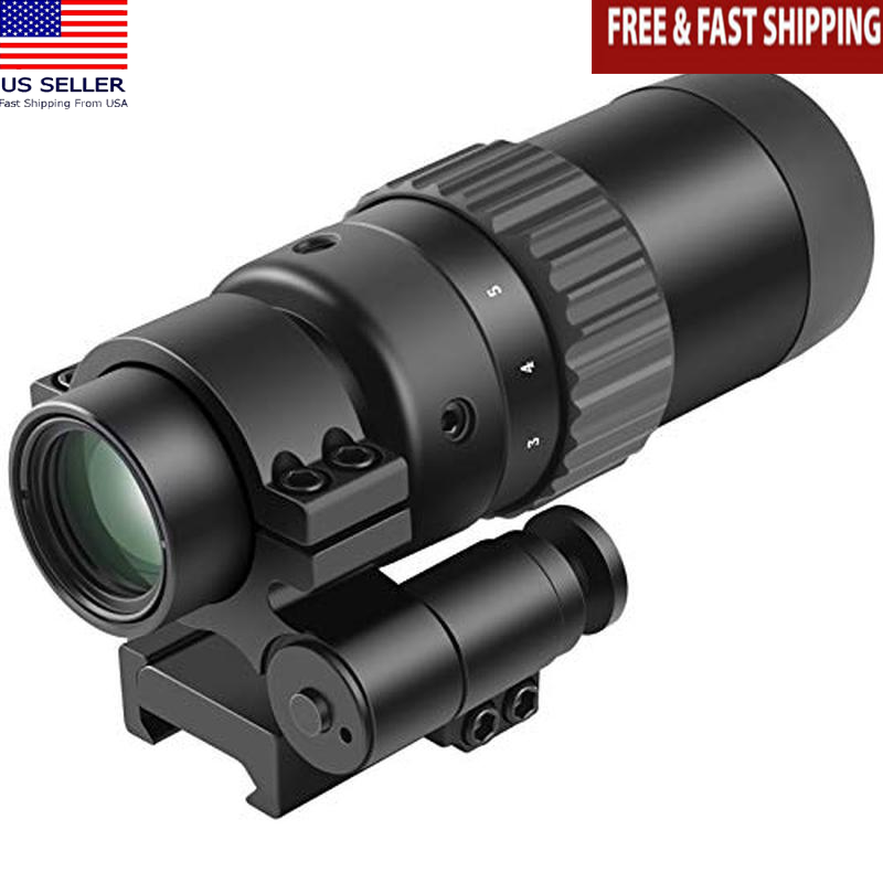 1.5-5X Zoomable Red Dot Magnifier Rail Mount Co-Witness Sights Hunting ...