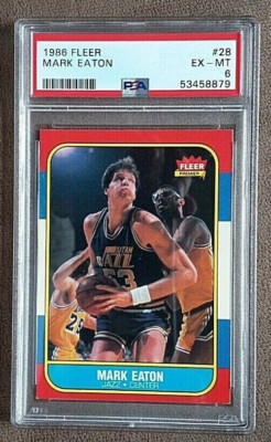 1986-87 Fleer Basketball Mark Eaton Rookie Card #28 ~ PSA Graded 6 EX ...