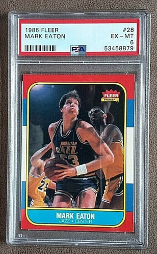 1986-87 Fleer Basketball Mark Eaton Rookie Card #28 ~ PSA Graded 6 EX ...