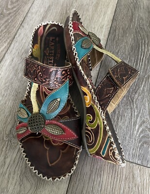 Spring Step L'Artiste Pola Multicolor Flower Wedge Slide Sandals Size ...