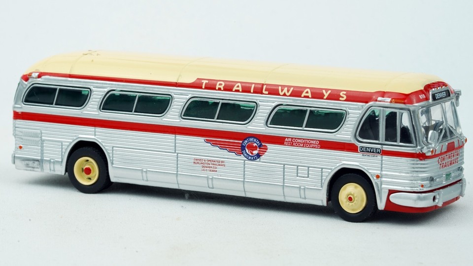 Iconic Replicas 1959 GM PD4104 Bus Trailways #87-0565 HO 1/87 Scale | eBay