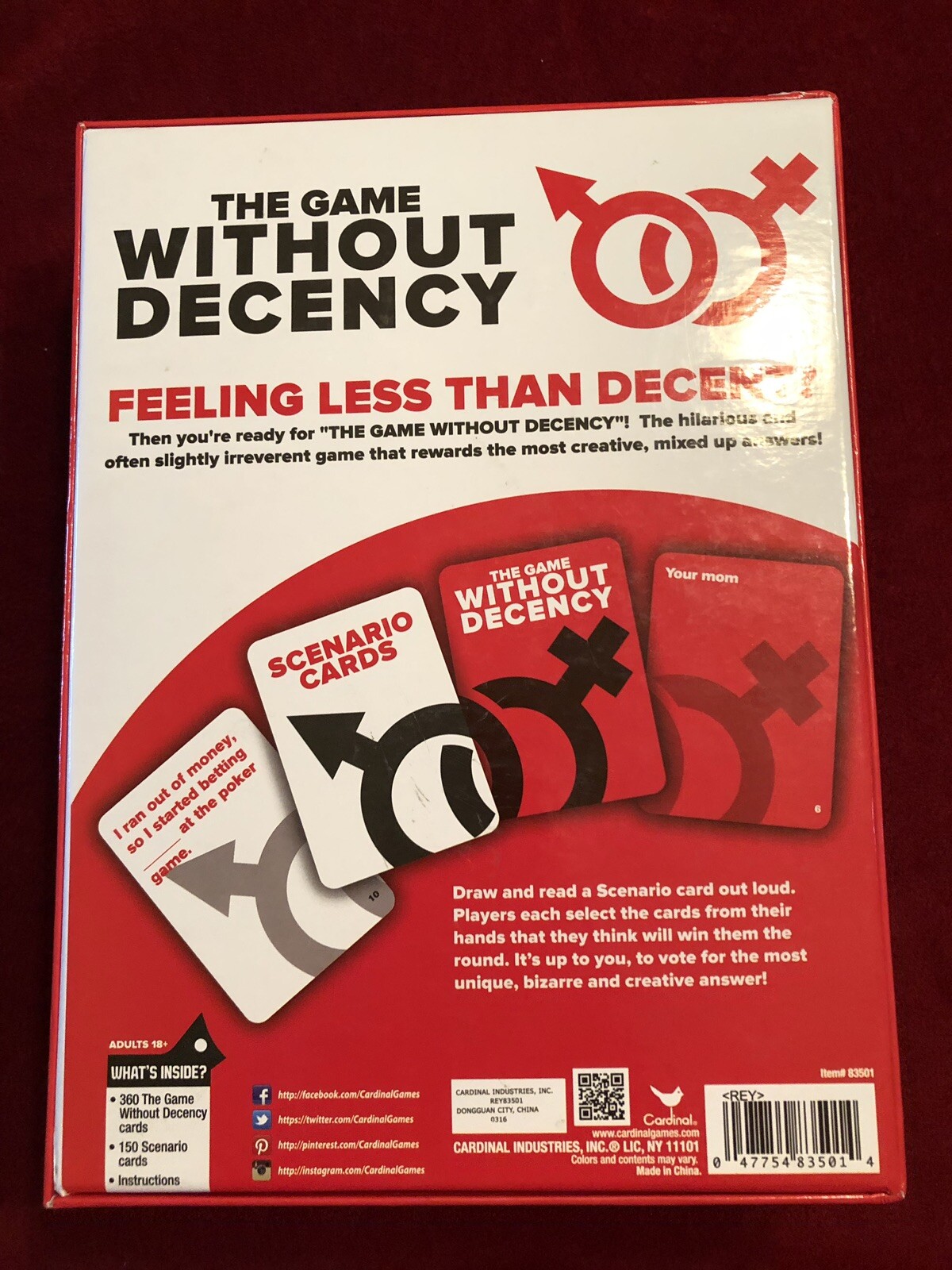 Cardinal® The Game Without Decency Game Box | eBay