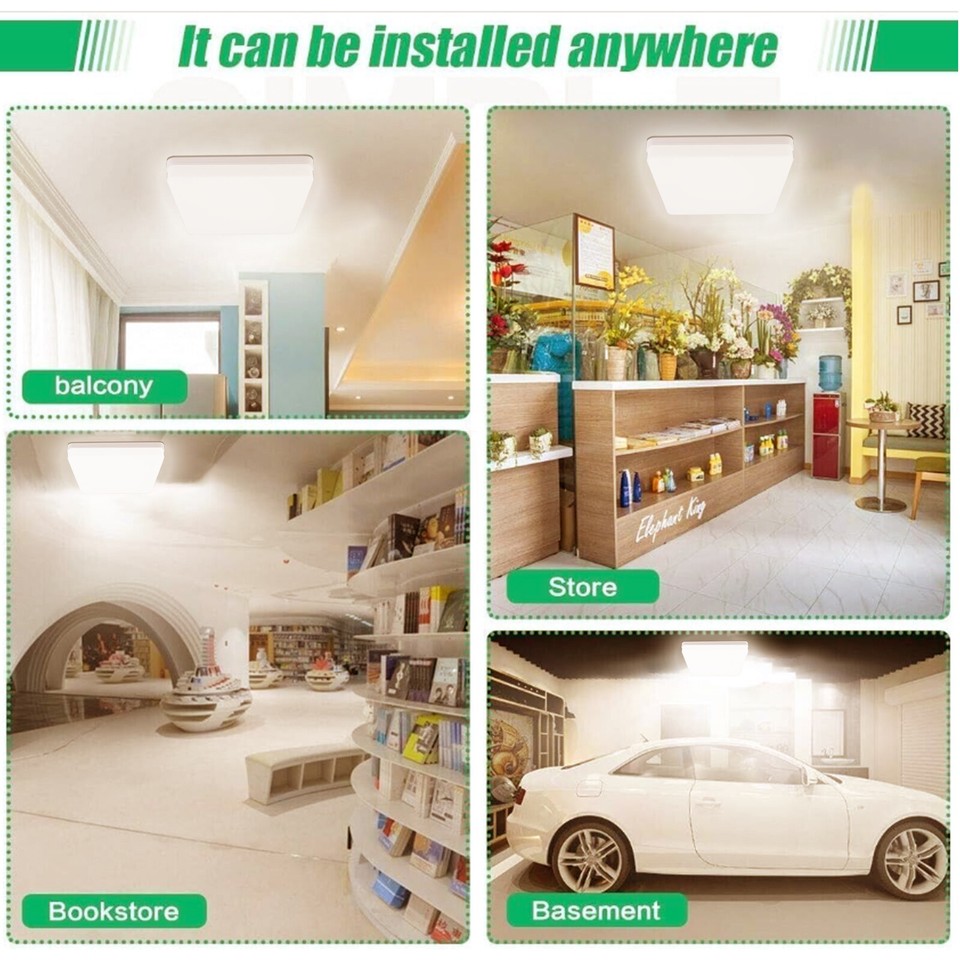 2X48W LED Ceiling Light Panel Down Lights Bedroom Bathroom Kitchen Lamp ...