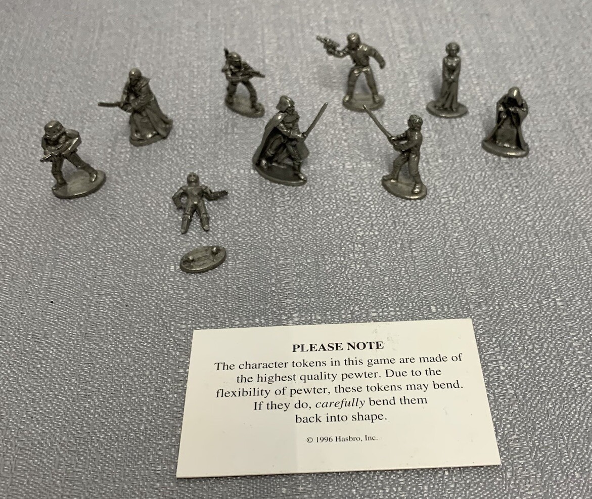 Vtg 1997 Star Wars Monopoly Game Replacement 8 Pewter Tokens Figurines ...
