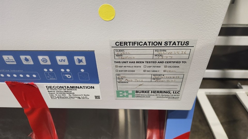 VIDEO Thermo 1300 Series Model 1377 Class II A2 Biosafety Cabinet 6ft w ...