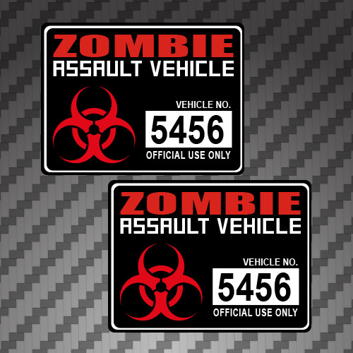 2x Zombie Assault Vehicle 4" Sticker Decal graphics apocalypse permit ...