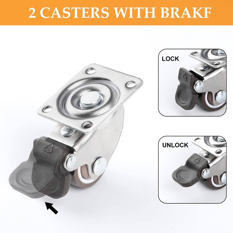 Small Caster Wheels 1 Inch, Low Profile 360 Degree Swivel Casters Set ...
