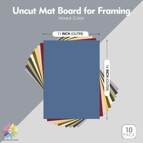 Mat Board Center, 10 Pack 11x14 Mixed Color Uncut Mat Boards/Backing ...