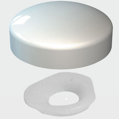 WHITE Screw Cover Cap Plastic 2 Piece Dome Washer Decorative Furniture ...