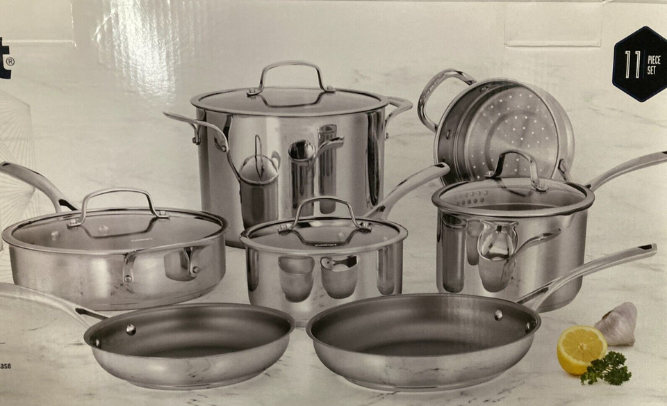 Cuisinart Cookware Pan Set, Forever Stainless, 11 Piece Set, Model 9511 ...