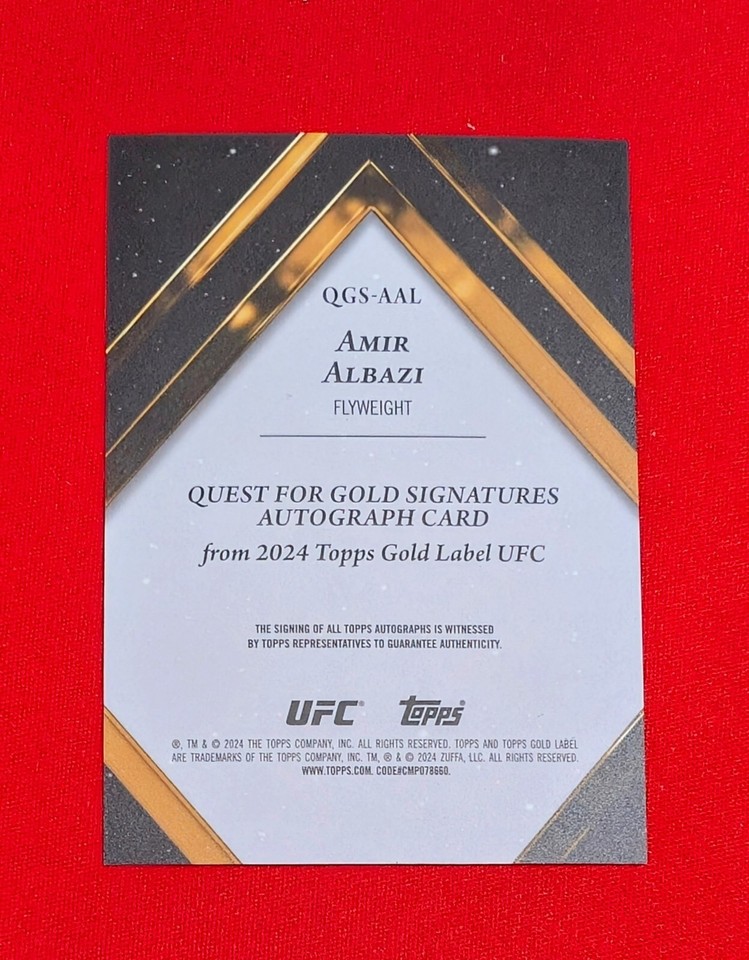 🔥Amir Albazi /149 -2024 Topps Gold Label UFC "Quest For Gold" Autograph ...