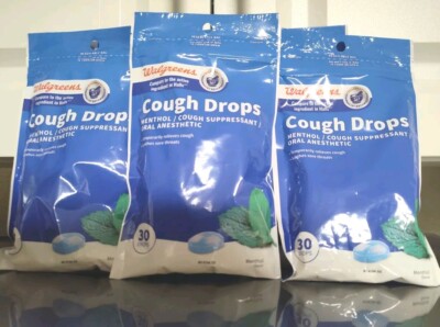 Walgreens Cough Drops Menthol/Cough Supress 8 Bags Of 30(240 Total)Exp ...