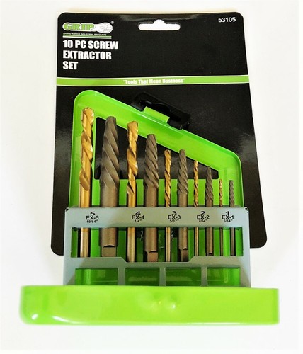 GRIP 10pc COBALT LEFT HAND DRILL BIT SCREW EXTRACTOR SET EASY OUT BOLT ...