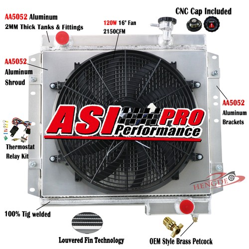 4 ROW Aluminum Radiator Shroud Fan For 1960-84 Toyota Land Cruiser FJ40 ...