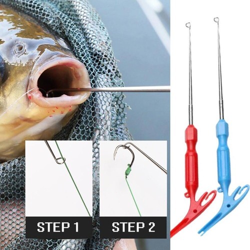 3 in 1 Fishing Hook Removal Tying Tools Tackle Disgorger Steel Remover ...