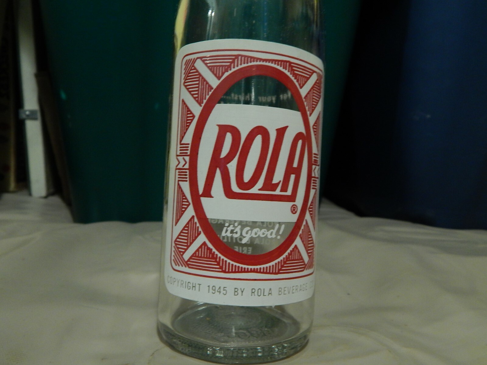 Rola Cola 16oz Glass Soda Pop Bottle {Erie, PA} 1945 Copyright ~ Vtg ...