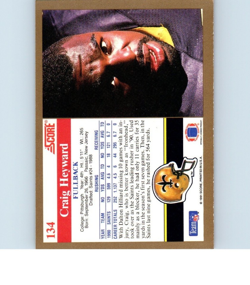 Craig Heyward 134 Saints 1991 Score NFL Football Trading Card | eBay