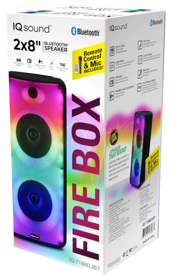 Supersonic Fire Box 2 x 8 TWS Bluetooth Speaker / Light Show ...