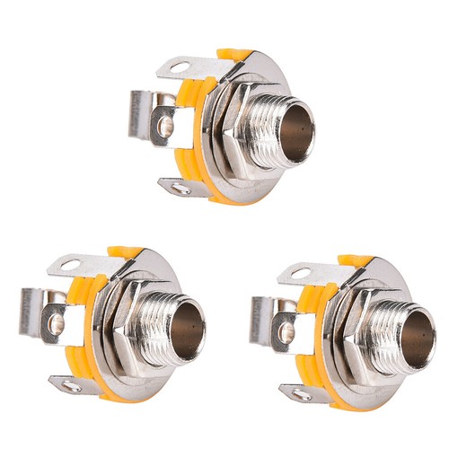3x 6.35mm 1/4" Mono Audio Socket Jack Female Connector Panel Mount ...