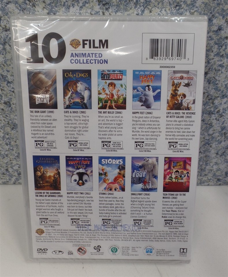 DVD 10 Film Animated Collection Smallfoot Storks Happy Feet Ant Bully ...