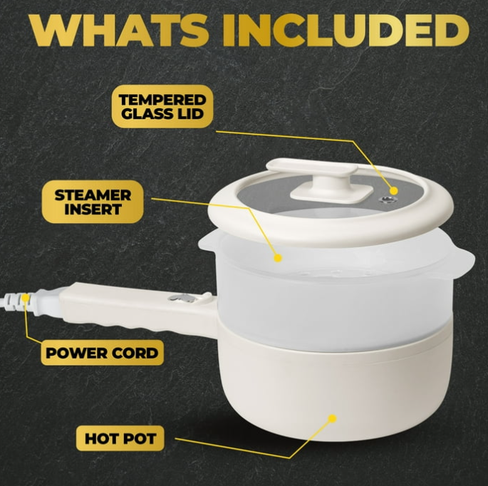 Ceramax Electric Hot Pot 1.5L Nonstick Ceramic Skillet Pan Mini Cooker ...