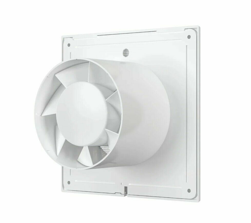 White Bathroom Extractor Fan / 100mm / With Fly Screen / Modern Axial ...