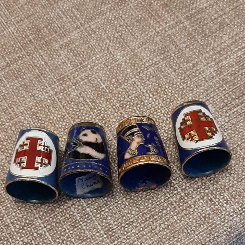 Job Lot of Thimbles from around the World X 46 various material vintage ...