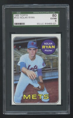 SGC 80 NOLAN RYAN 1969 TOPPS #533 HIGH NUMBER BEAUTIFUL RYAN 2nd YEAR ...