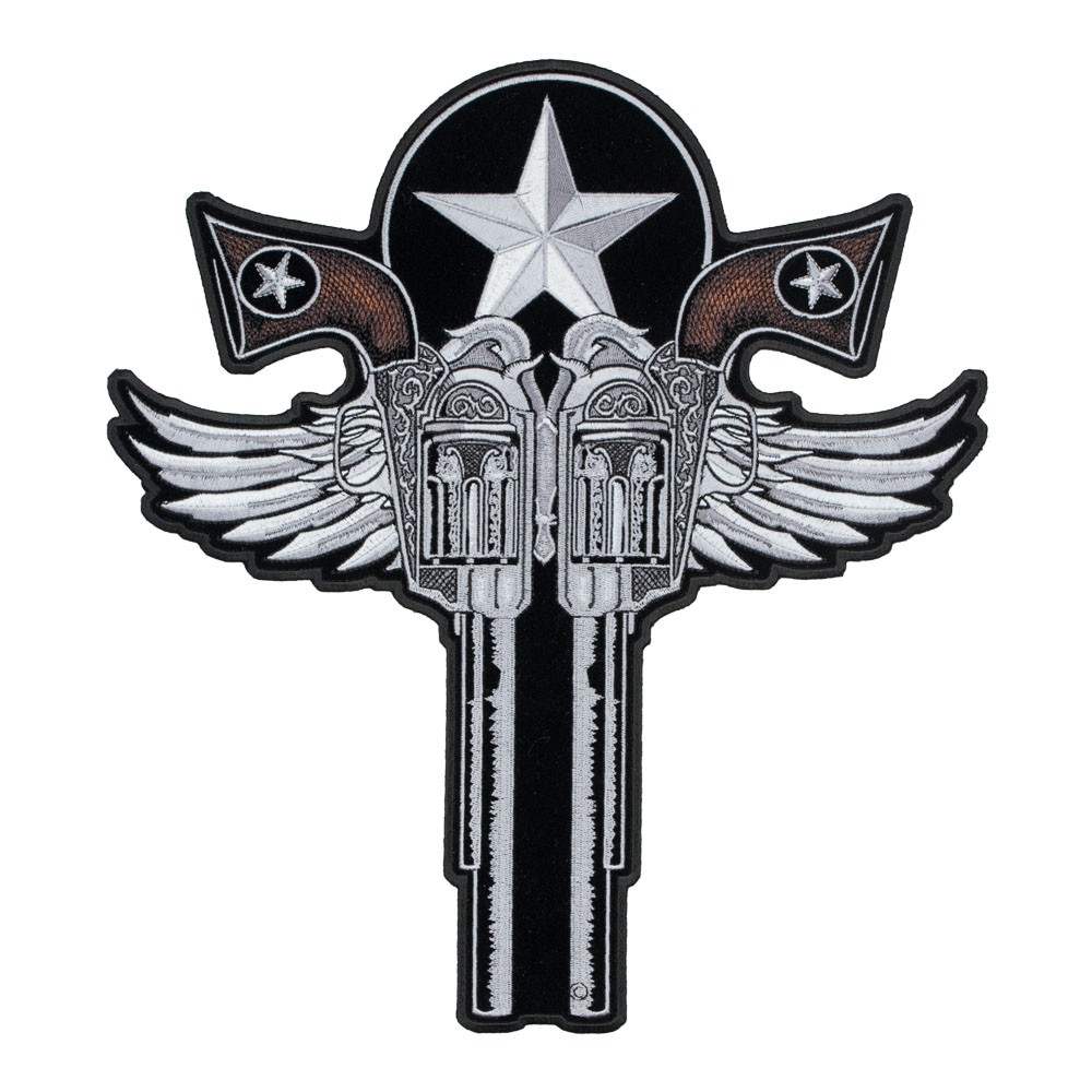 Winged Guns & Lone Star Patch, Biker Back Patches | eBay