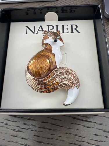 New Napier Gold Tone Beautiful Autumn Fall Fox Pin | eBay