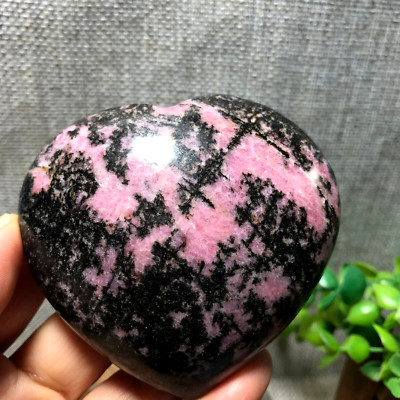 263g Natural Rhodonite Ruby Tourmaline Quartz Crystal Heart shape ...