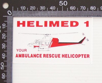 VINTAGE HELIMED 1 AMBULANCE RESCUE HELICOPTER ADVERTISING PROMO STICKER ...