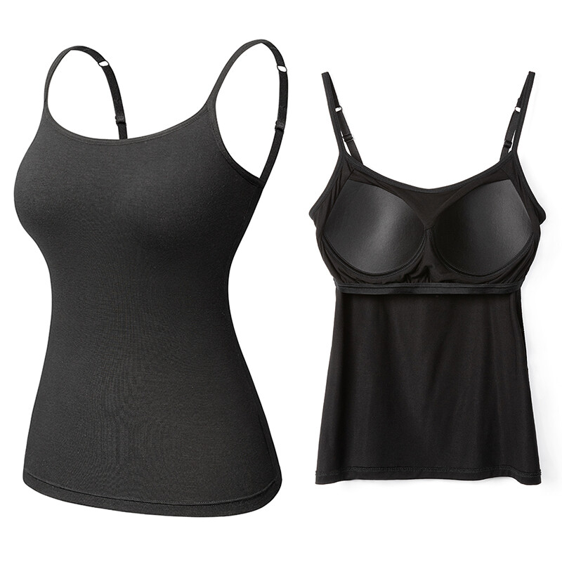 CAMI Camisole with Built in Shelf BRA Adjustable Spaghetti Strap Basic ...