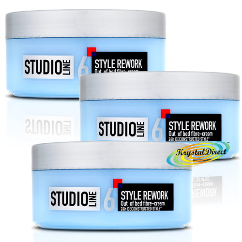 3x L'oreal Loreal Studio Style Rework Out Of Bed Fibre Hair Style Cream ...