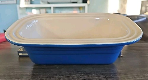 Le Creuset Bread Loaf Pan Blue Stoneware Baking Dish 07.16 • 11"L New ...