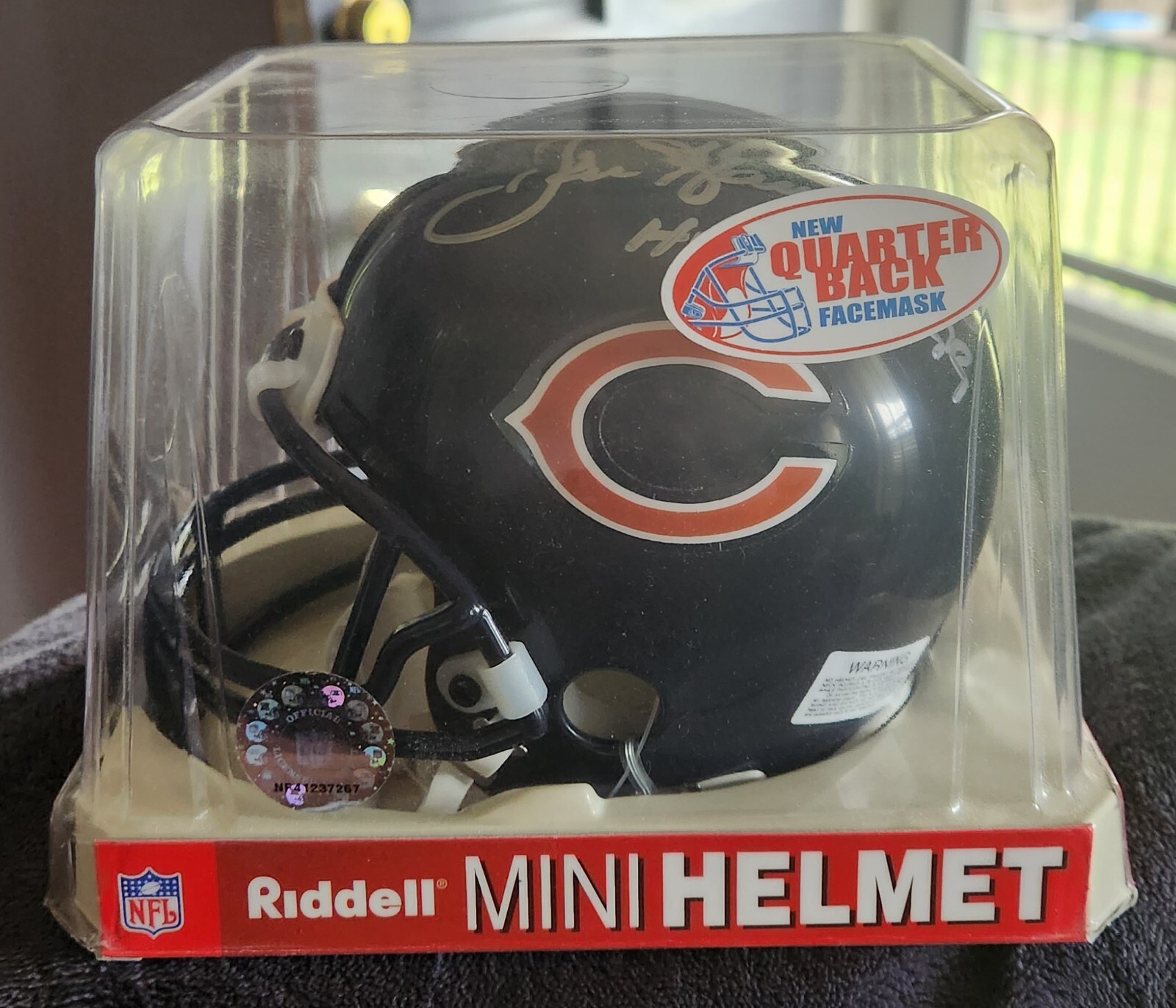 2002 HOF Dan Hampton Signed 1985 Chicago Bears Riddell QB Facemask Mini ...