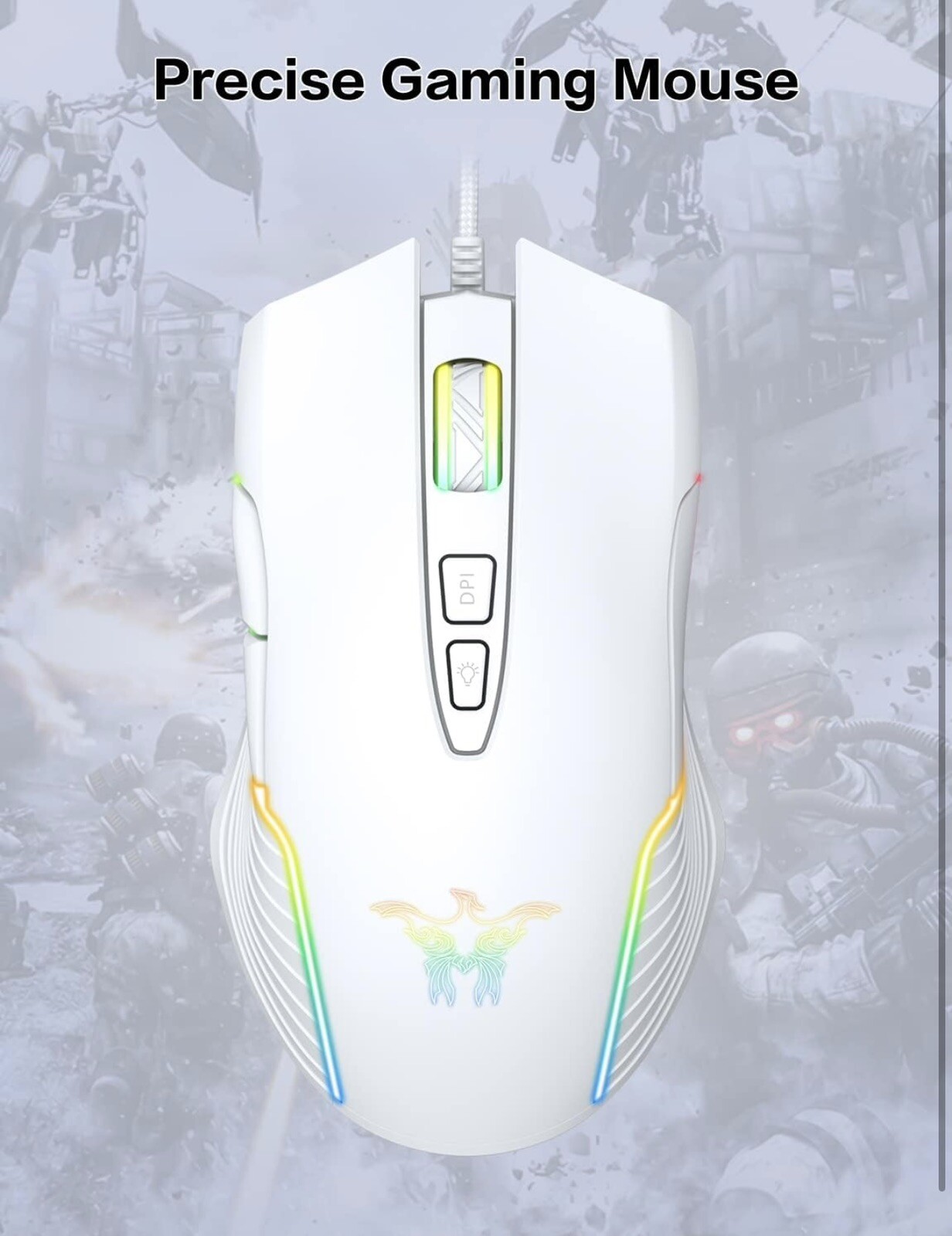 PHNIXGAM Wired Gaming Mouse Ergonomic RGB Computer Mouse with RGB ...