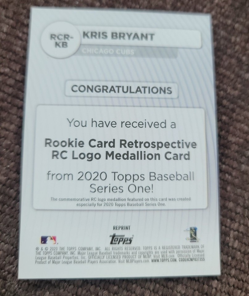 2020 Topps Kris Bryant CUBS Rookie Card Retrospective Logo Medallions # ...
