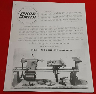 Shopsmith Owners Manual 10E copy shop copy of rare original 10e 1947 ...