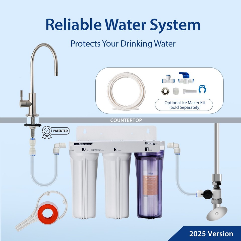 iSpring Whole House Water Filter System 2.5" x 10" White 3 Stage ...