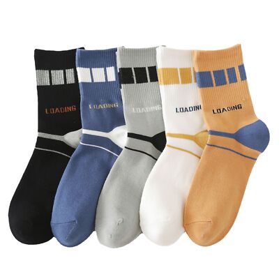 5 Pairs Autumn Winter Sports Socks Breathable Cotton Sweat Wicking ...
