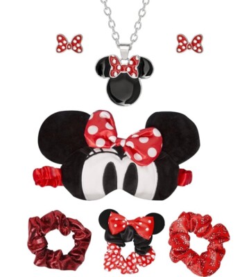 Disney Minnie Mouse Sleep Mask Scrunchie Set Necklace & Earrings ...